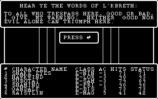 Wizardry III: The Legacy of Llylgamyn PC Screenshots, capture d'écrans ...